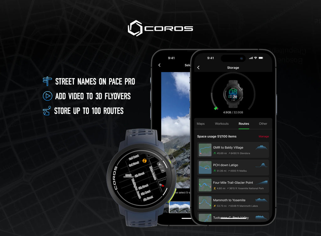 COROS September 2025 Updates: PACE Pro Street Names & 3D Video Flyovers